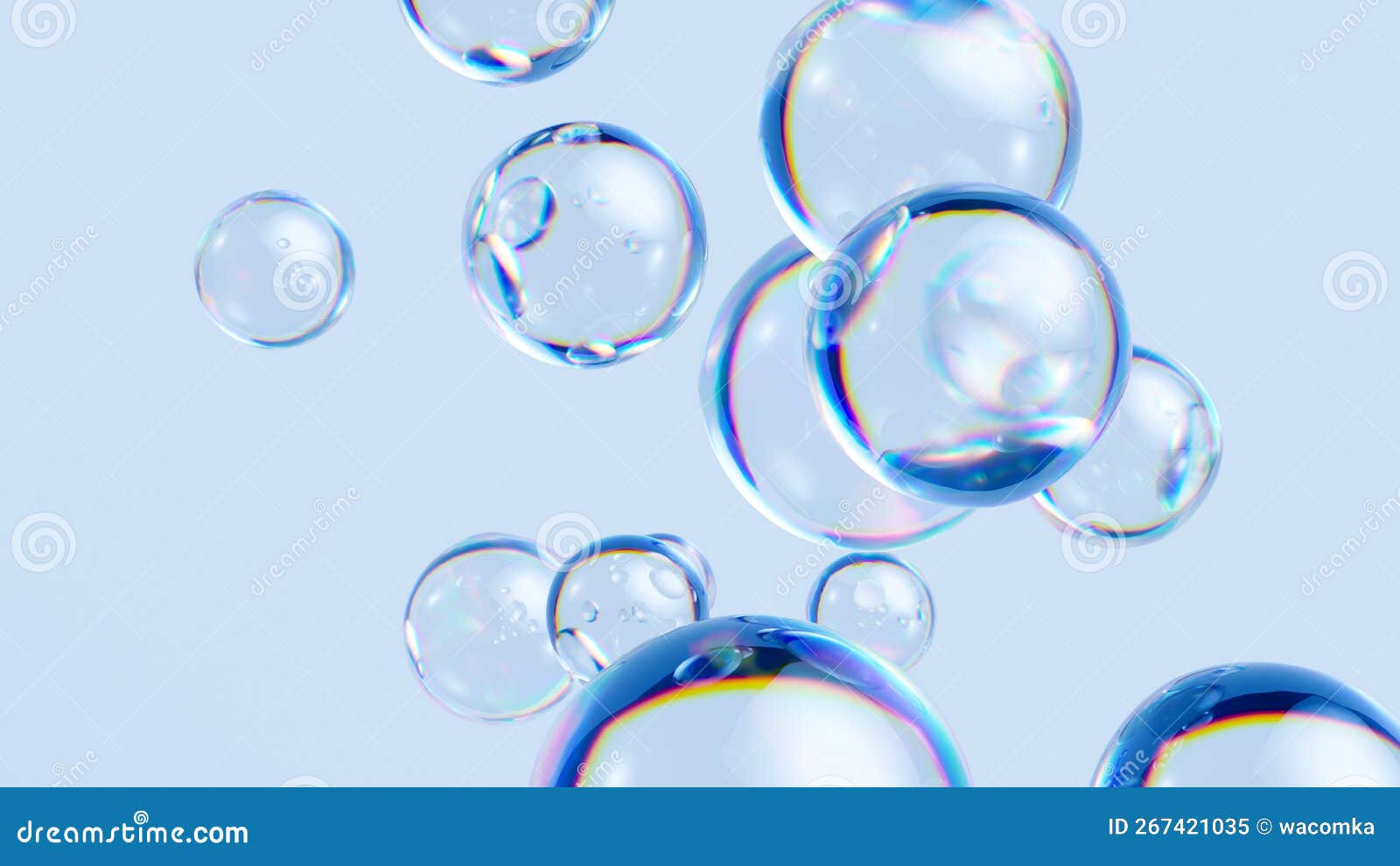 3d Render, Abstract Background with Translucent Soap Bubbles, Wallpaper ...