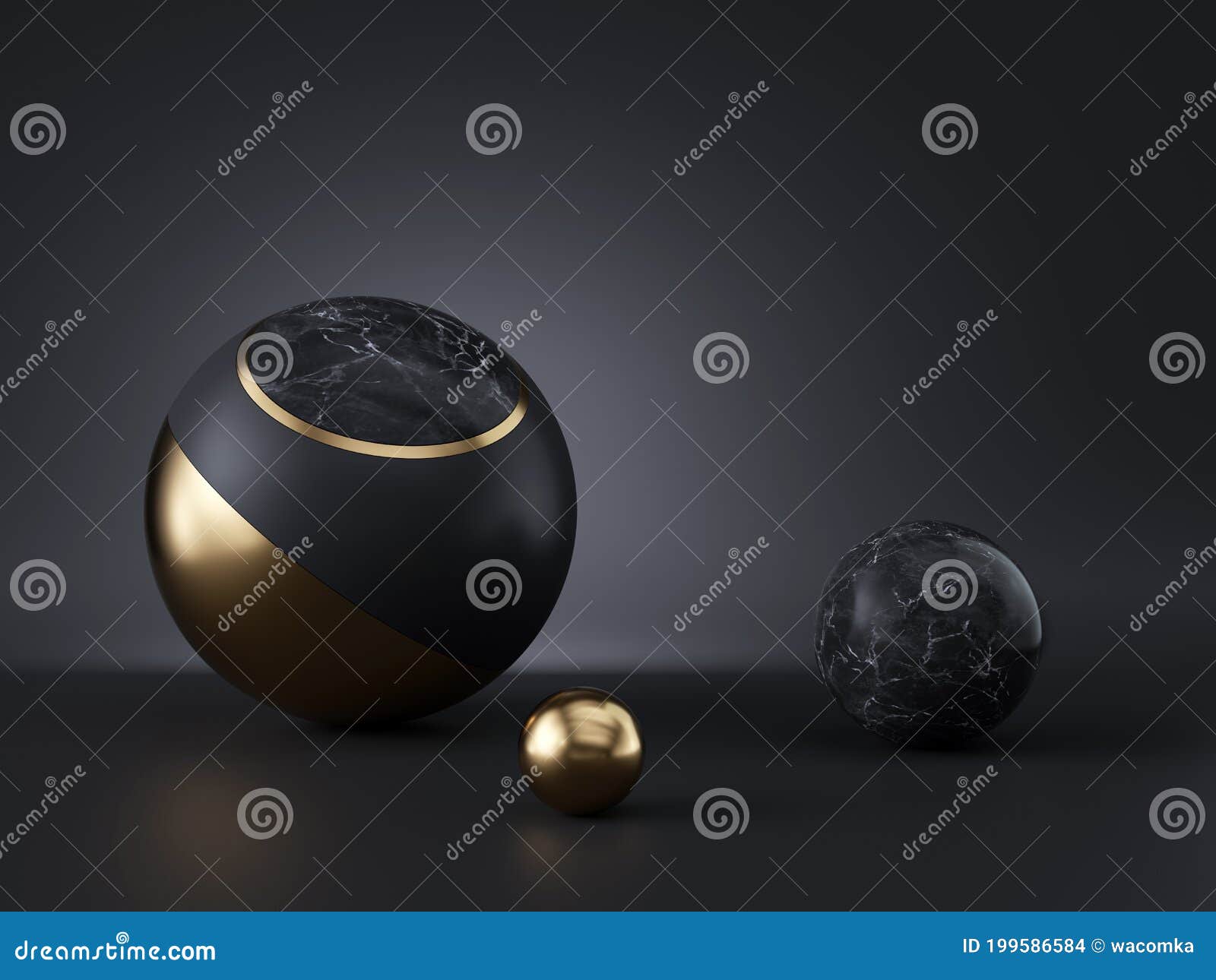 3d Render, Abstract Balls, Geometric Objects Isolated on Black ...