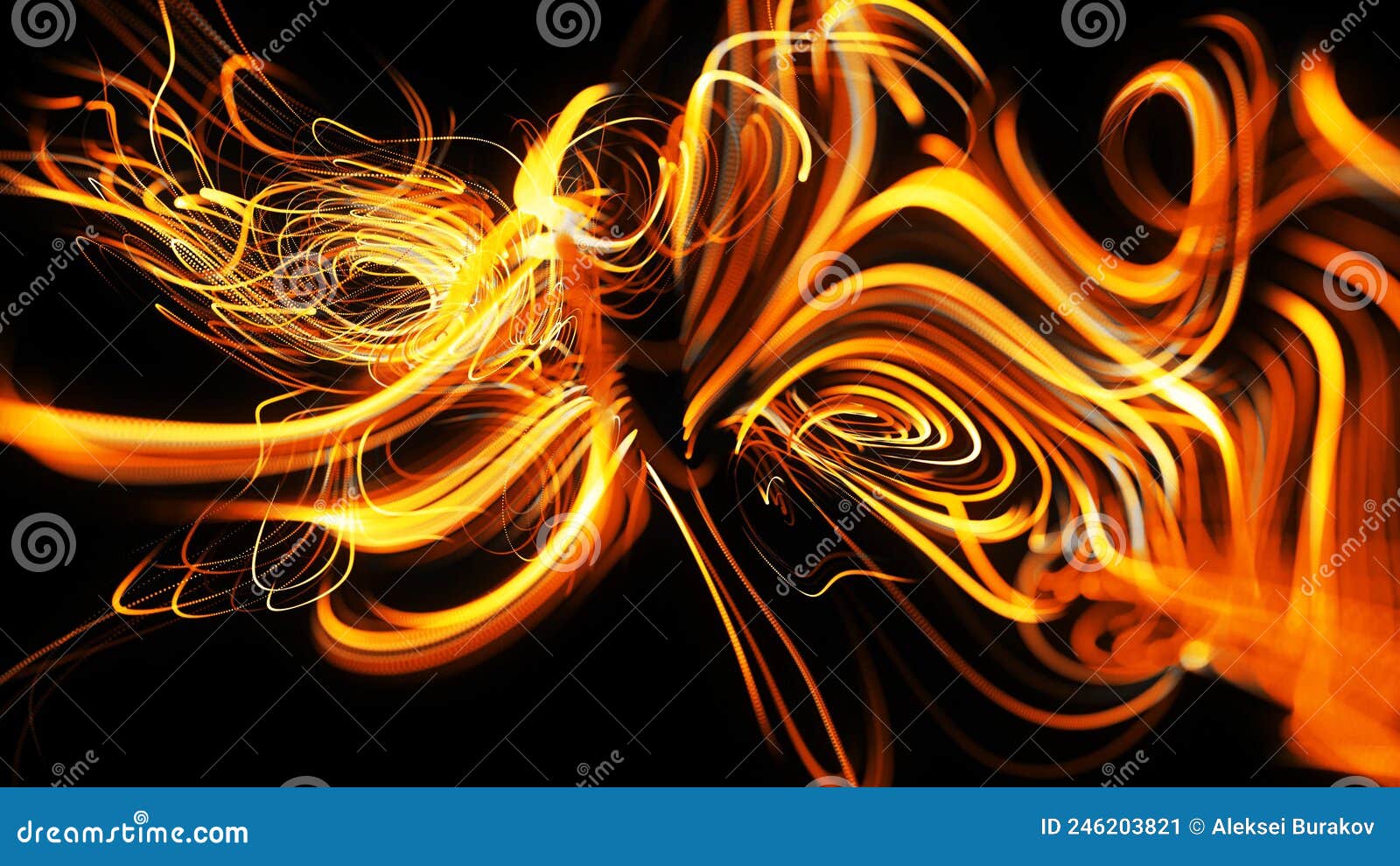 3d Render. Abstract Beautiful Background of Glowing Yellow Flow of ...
