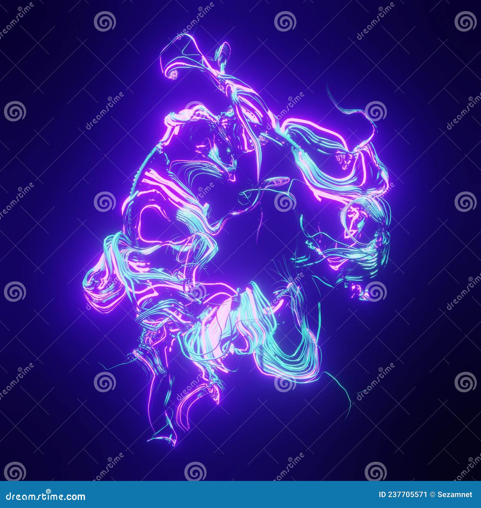 3d Render. Abstract Beautiful Neon Lines Pink Blue Communication ...