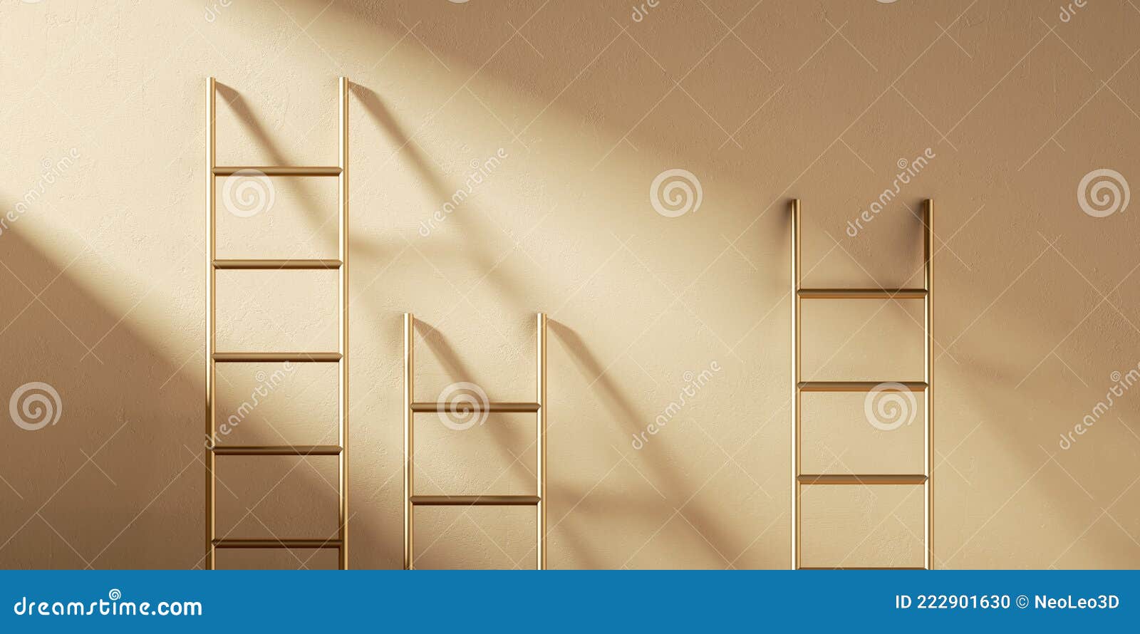 Three Ladders With Different Length Leaning The Arrow Royalty-Free ...