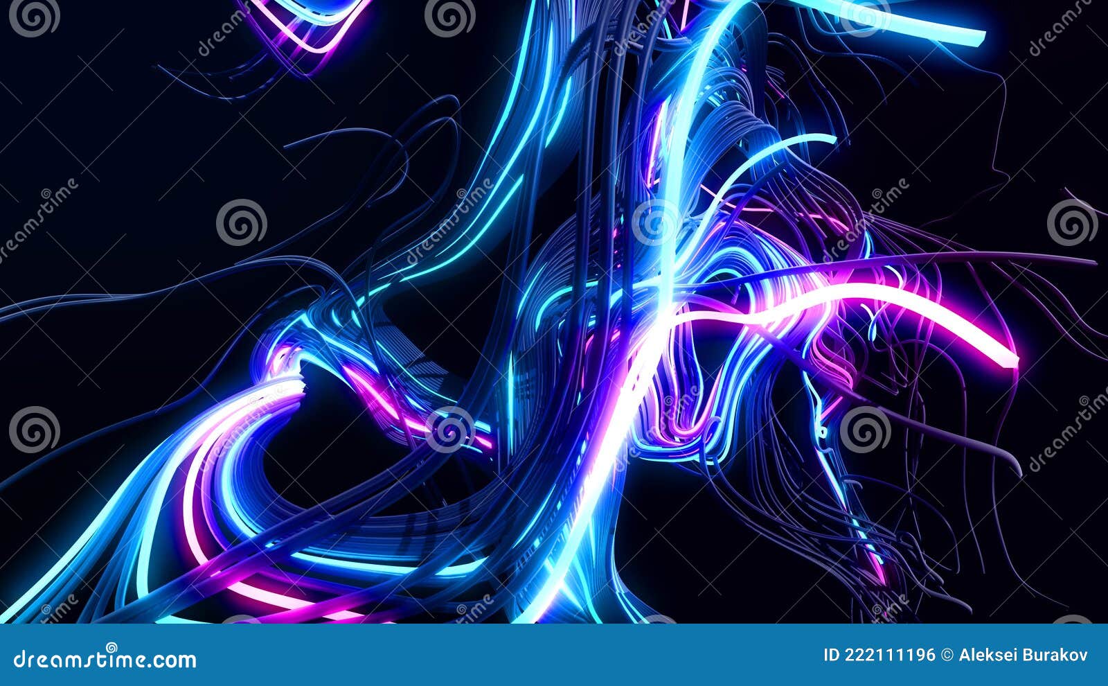 3d Render. Abstract Bg with Lines. Multicolor Flash of Curved Lines ...