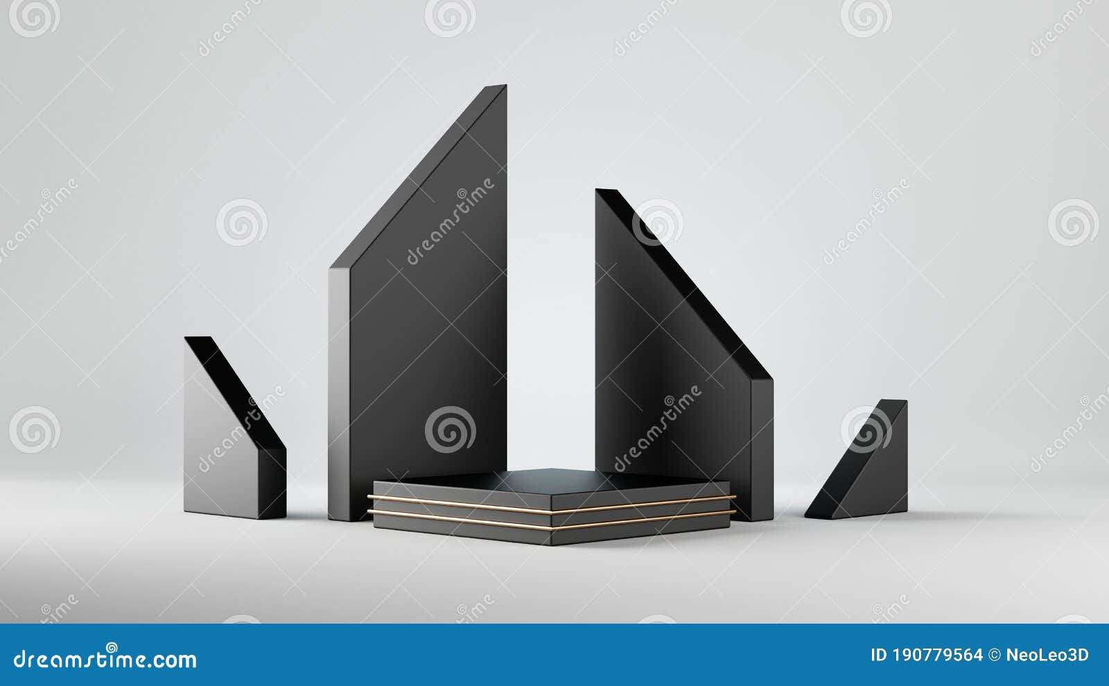 3d Render, Abstract Black Blocks Isolated on White Background. Blank ...