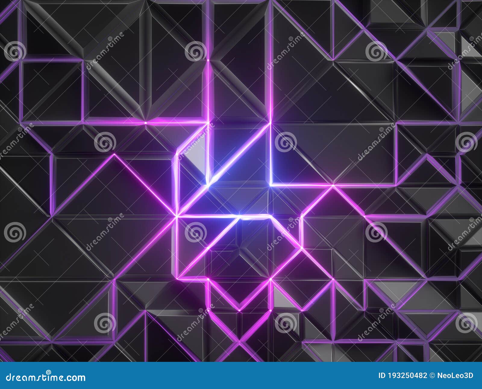 3d Render, Abstract Black Geometric Background, Polygonal Mesh, Grid ...