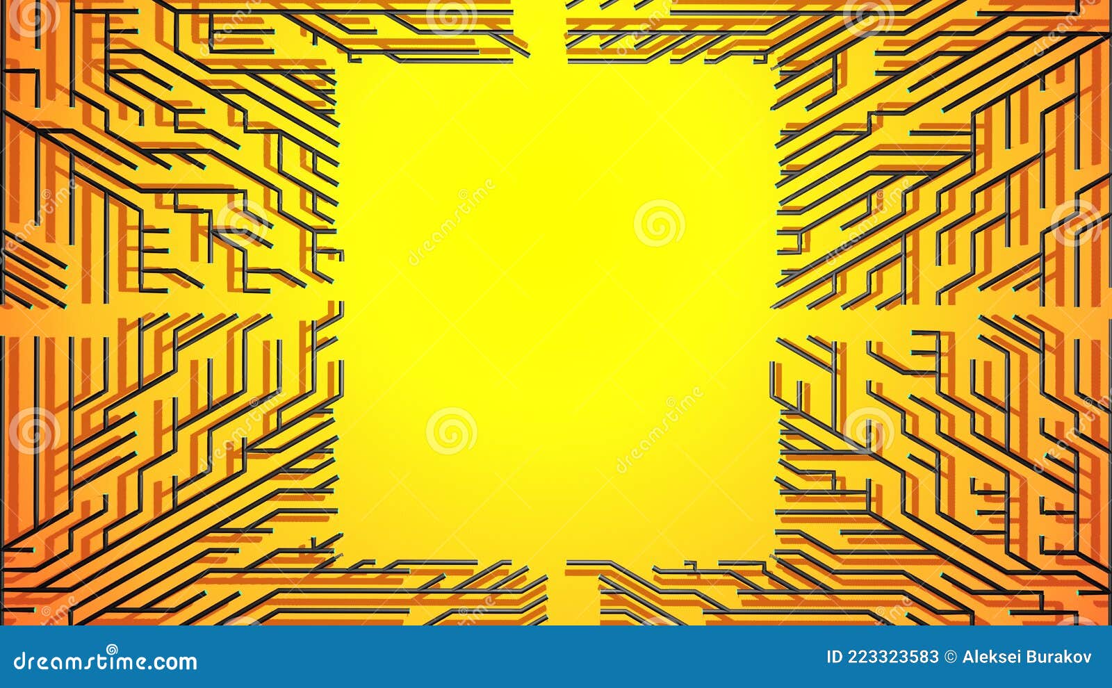 3d Render. Abstract Black Wireframe on Orange Bg Stock Illustration ...