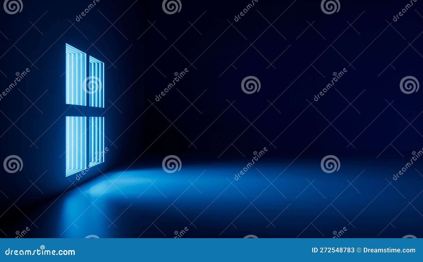 3d Render, Abstract Blue Background. Bright Light Going through the ...