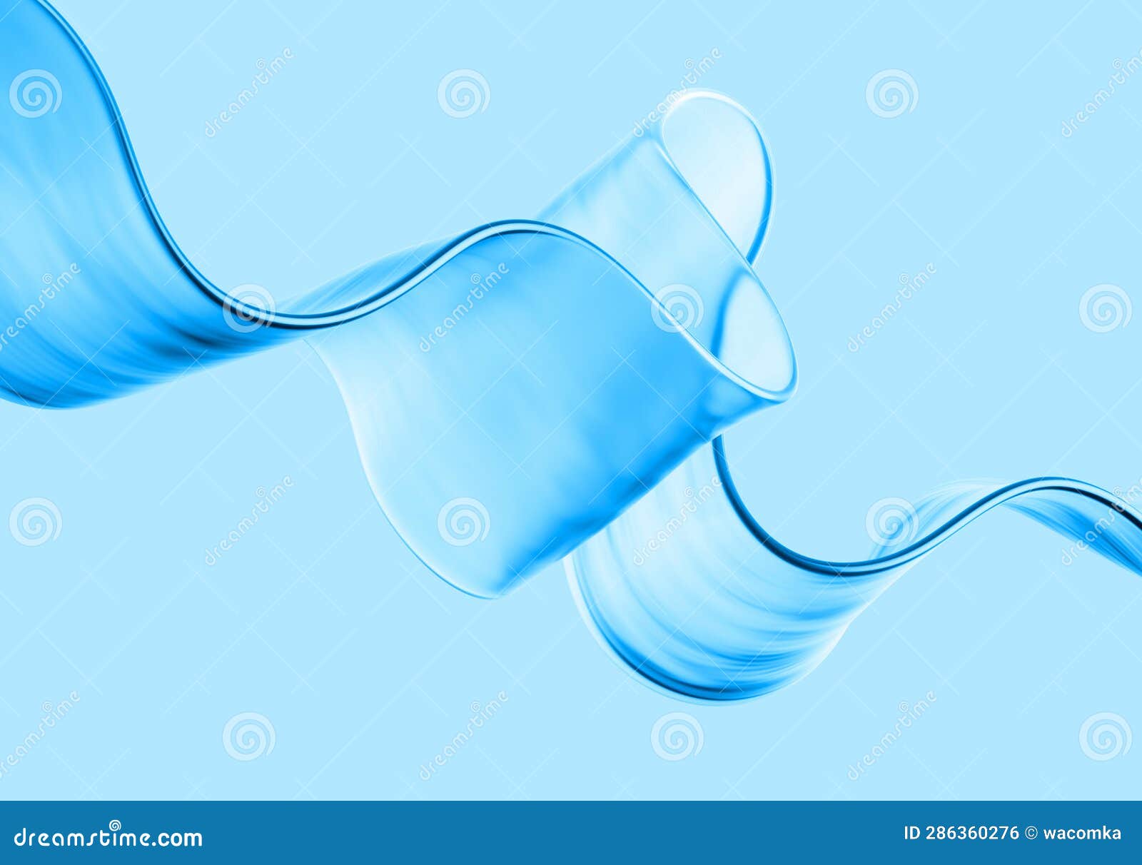 3d Render, Abstract Blue Background, Curvy Translucent Ribbon. Modern ...