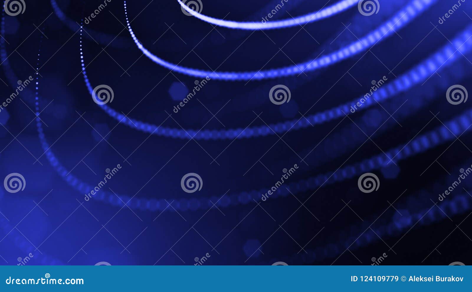 3d Render of Abstract Blue Composition with Depth of Field and Glowing ...