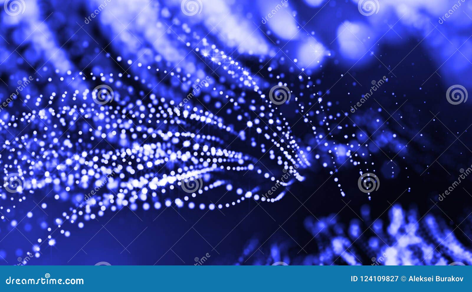 3d Render of Abstract Blue Composition with Depth of Field and Glowing ...