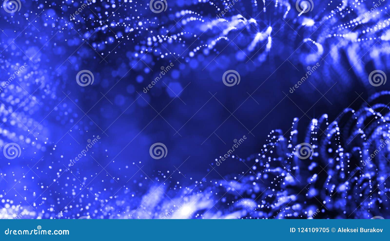3d Render of Abstract Blue Composition with Depth of Field and Glowing ...