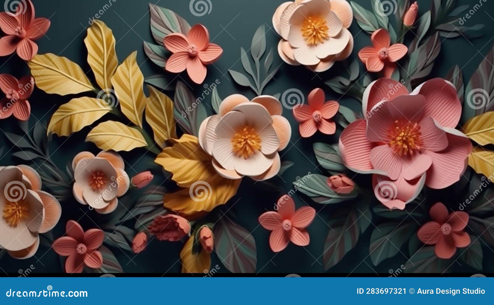 3D Render Abstract Botanical Background Animation Blooming. Stock Image ...