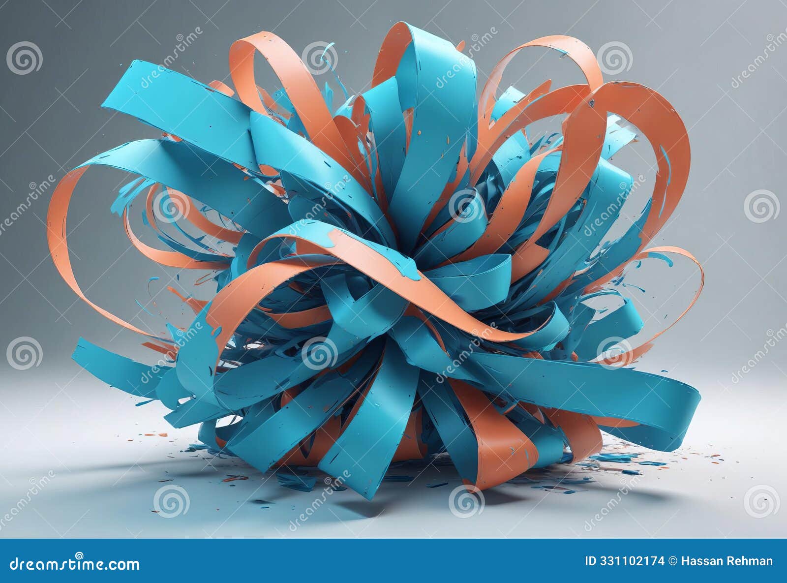 3d Render of Abstract Brush Stroke, Neon Smear Stock Illustration ...