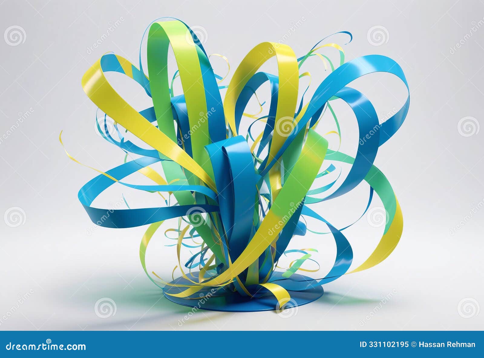 3d Render of Abstract Brush Stroke, Neon Smear Stock Illustration ...