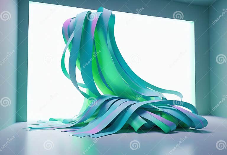 3d Render of Abstract Brush Stroke, Neon Smear Stock Illustration ...