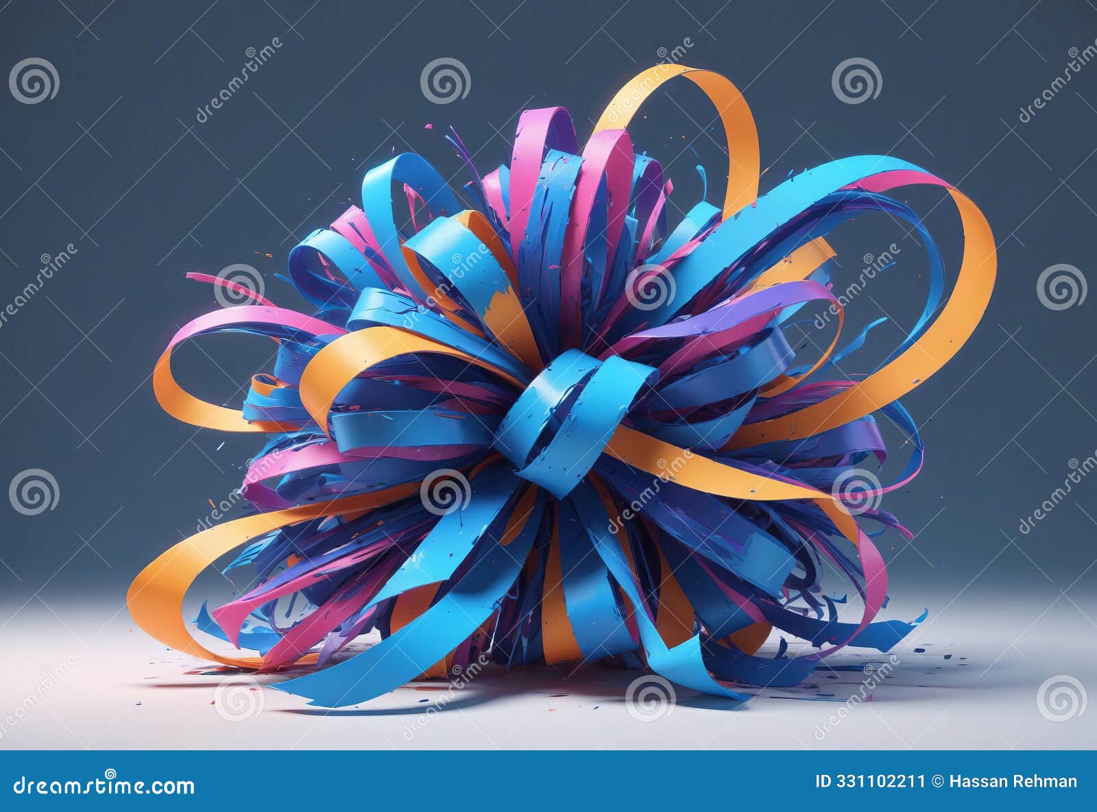 3d Render of Abstract Brush Stroke, Neon Smear Stock Illustration ...