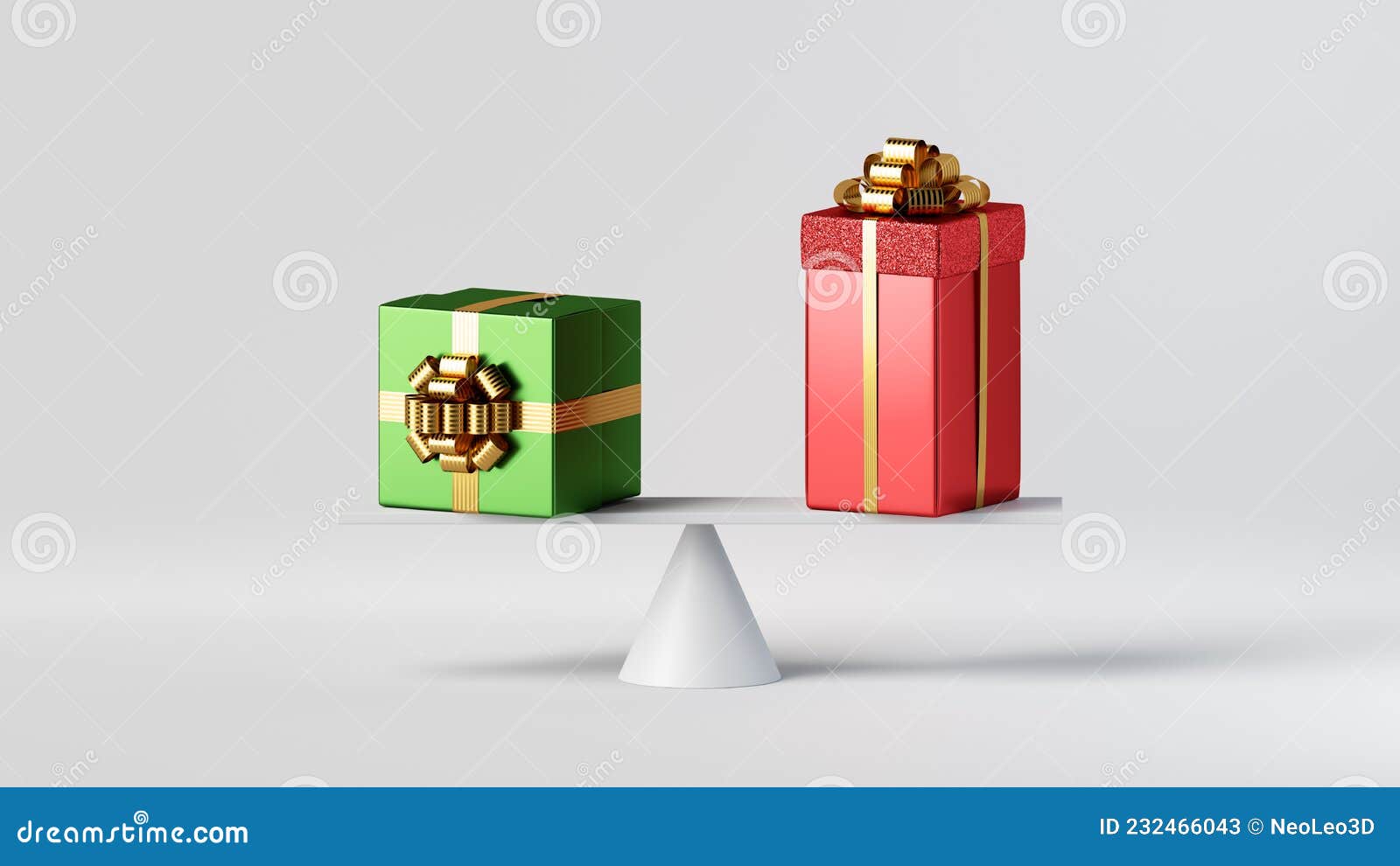3d Render, Abstract Choice Concept. Balancing Gift Boxes Placed on ...
