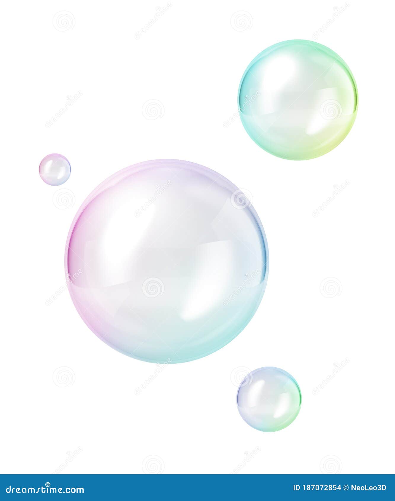 3d Render, Abstract Clear Soap Bubbles Isolated on White Background ...