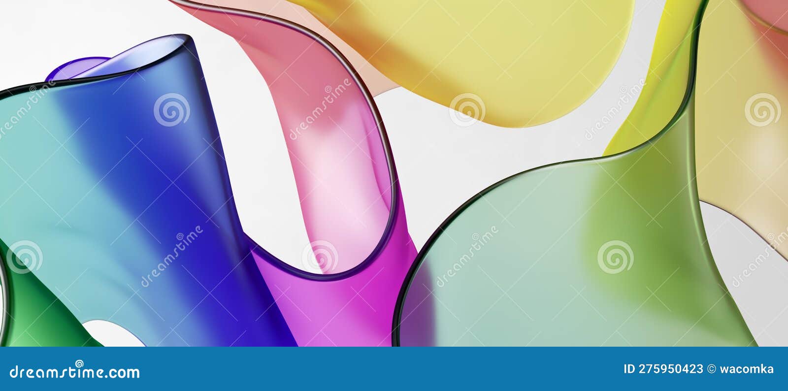 3d Render, Abstract Colorful Background, Curvy Translucent Ribbons ...
