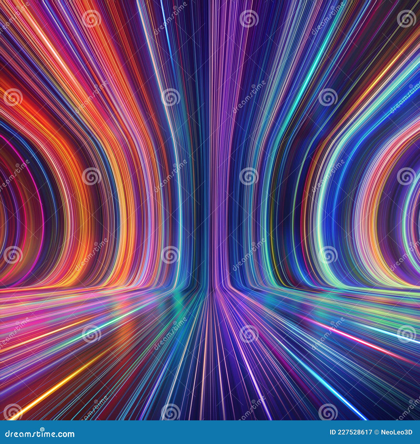 3d Render, Abstract Colorful Neon Background with Glowing Lines ...