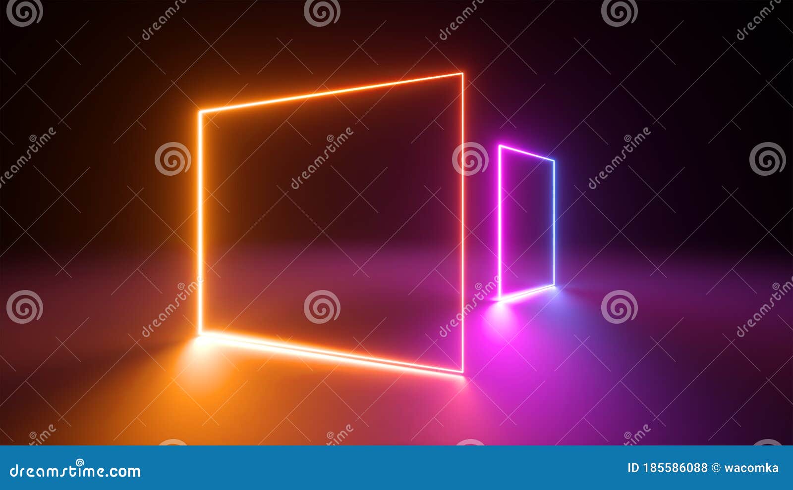 3d Render, Abstract Colorful Neon Light Background. Performance Stage ...
