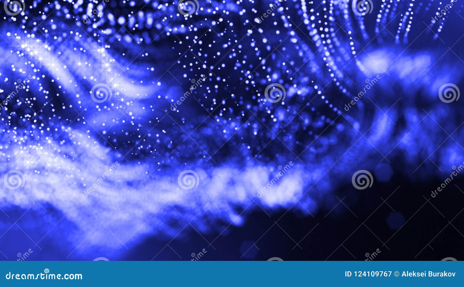 3d Render of Abstract Blue Composition with Depth of Field and Glowing ...