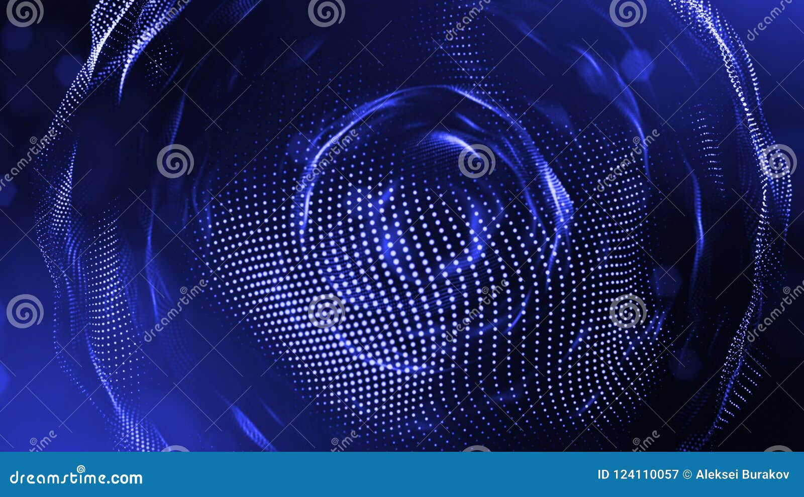 3d Render of Abstract Blue Composition with Depth of Field and Glowing ...
