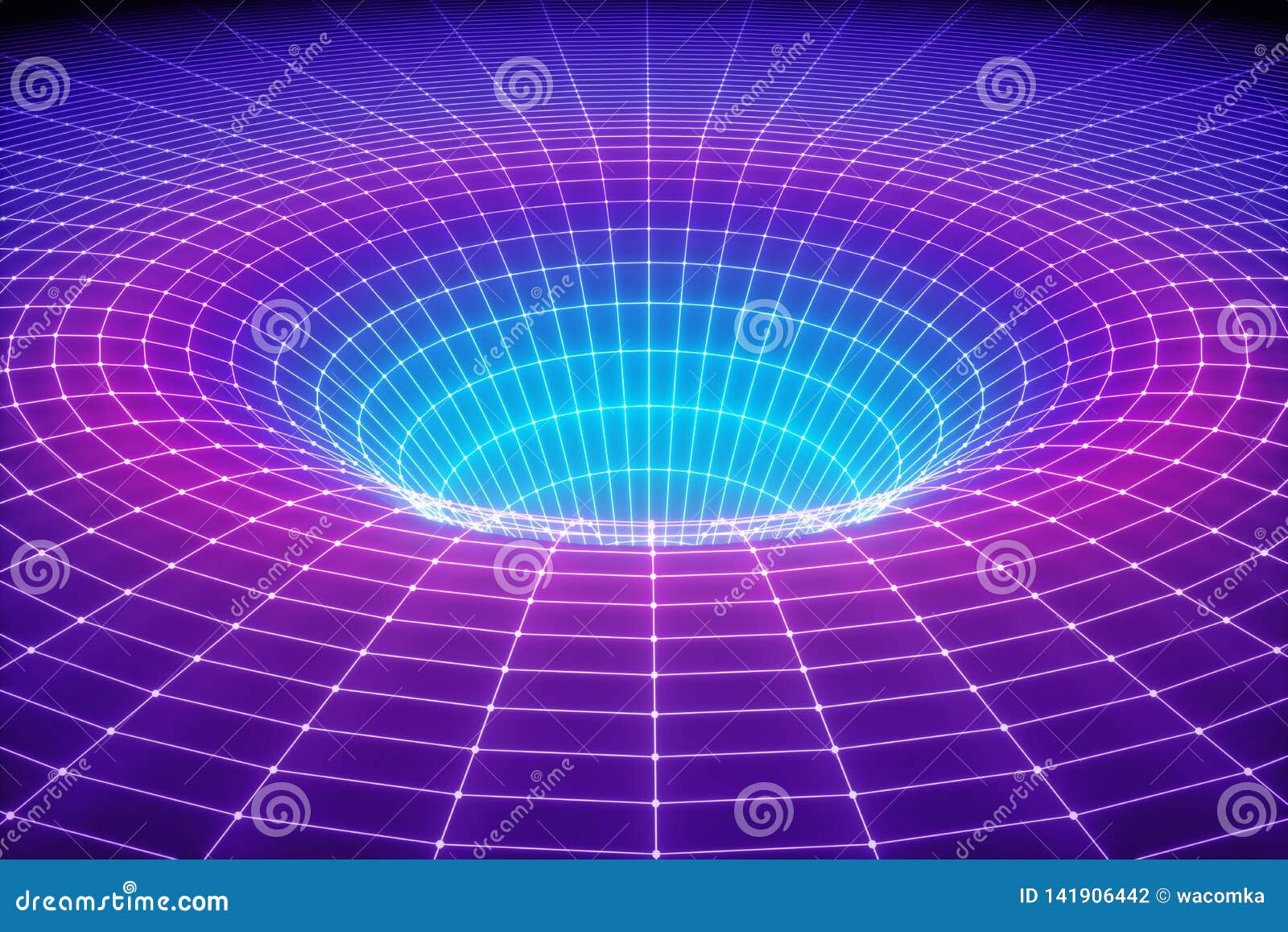 3d Render, Abstract Cosmic Background, Funnel, Space, Mesh, Grid ...