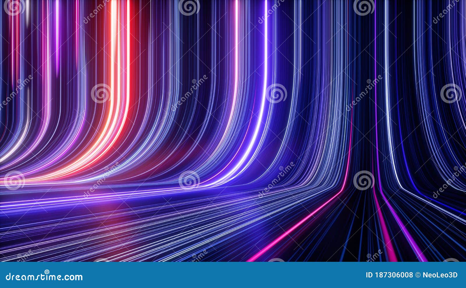 3d Render, Abstract Cosmic Background, Ultra Violet Neon Rays, Glowing ...