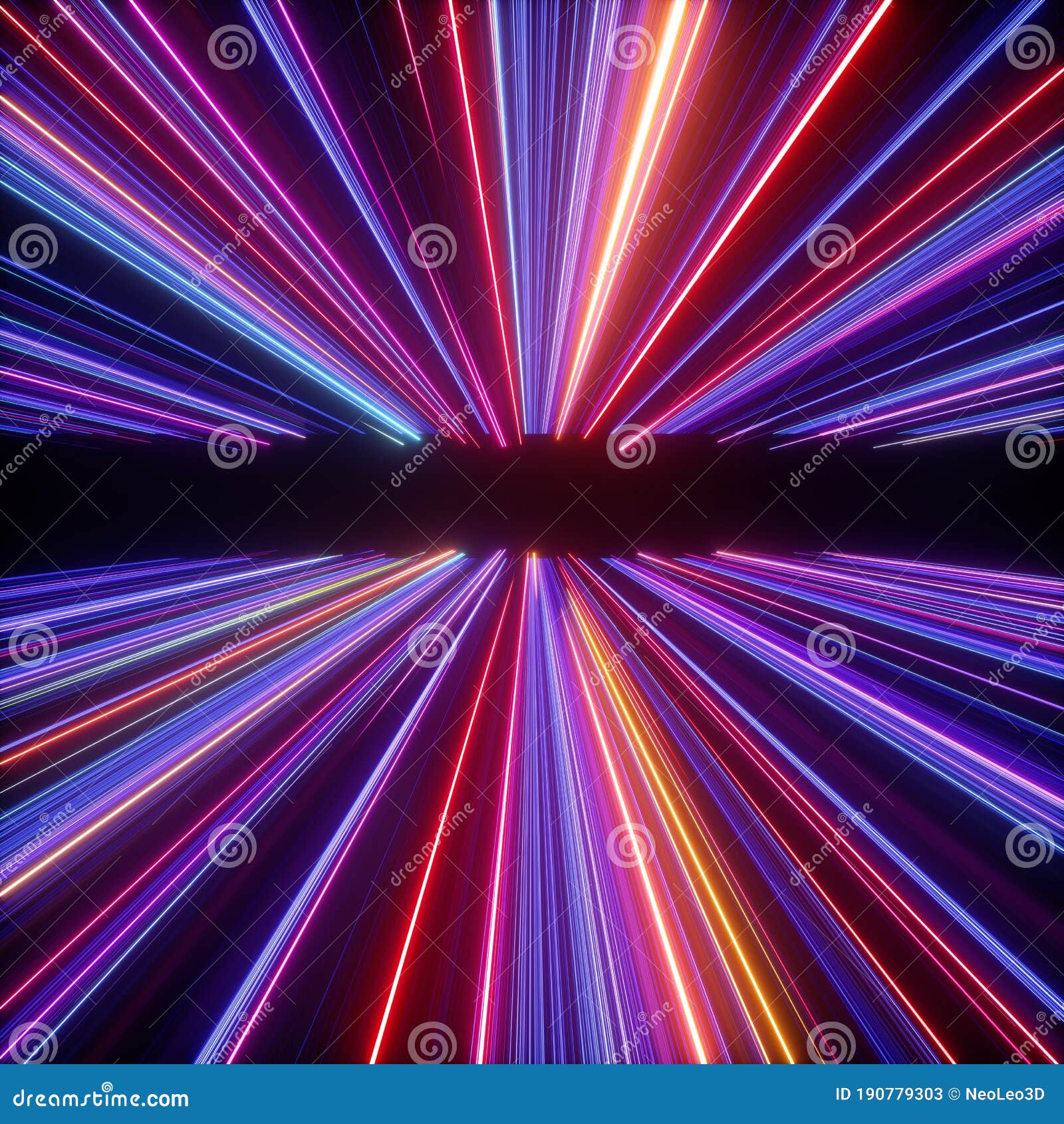 3d Render, Abstract Cosmic Background, Ultra Violet Neon Rays, Speed of ...