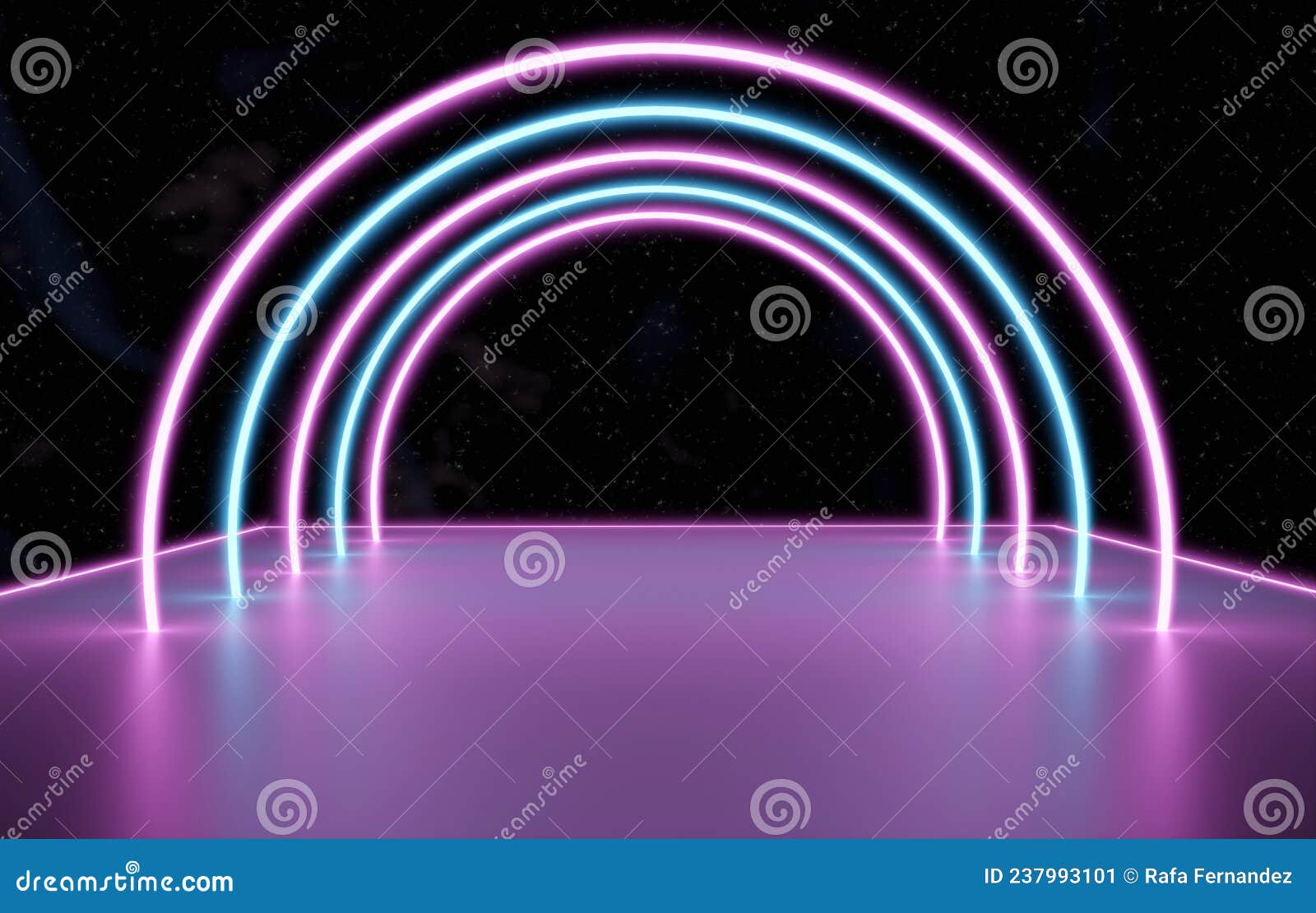 3d Render, Abstract Cosmic Neon Background Glowing Laser Arcs on ...