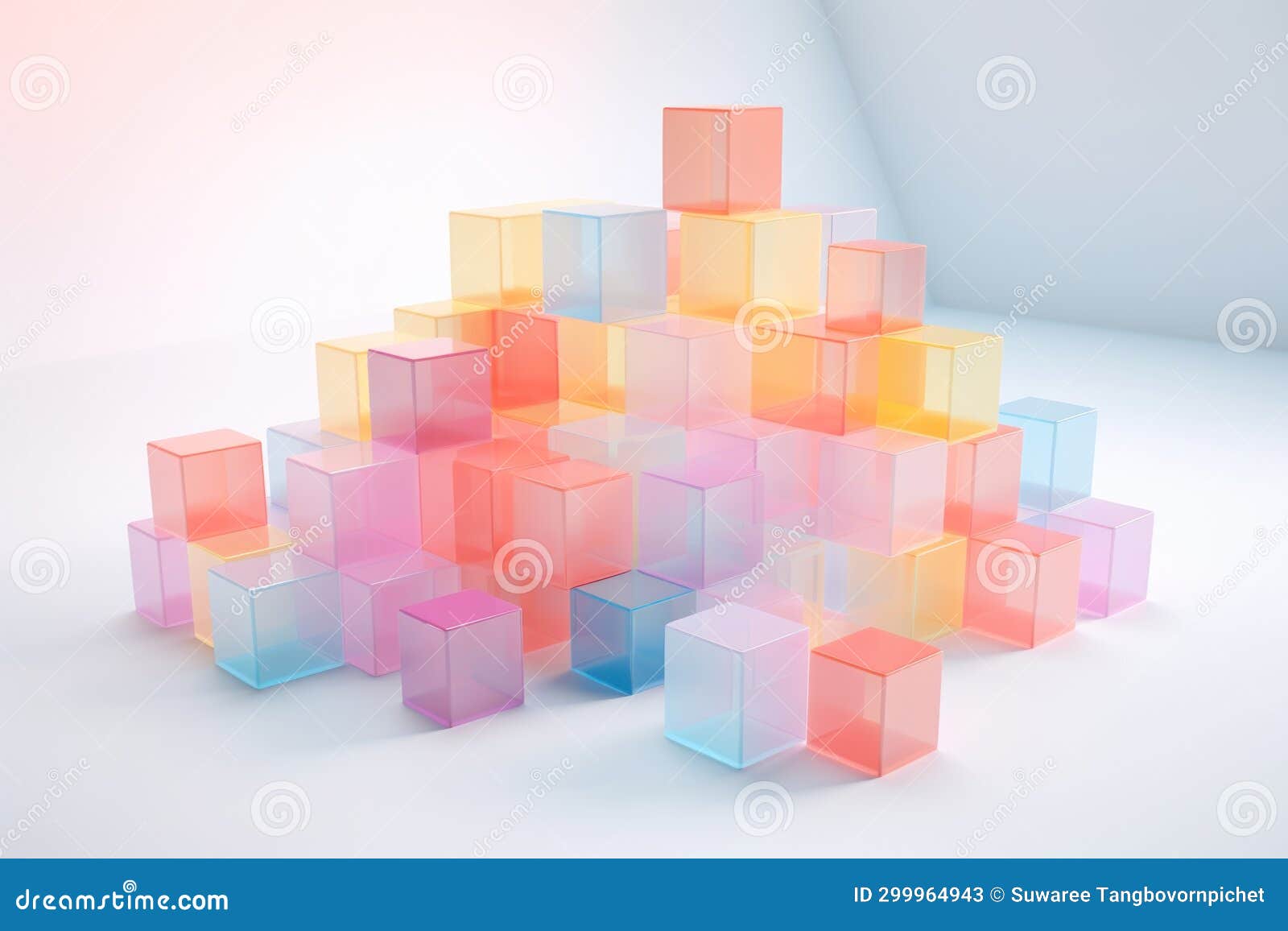 3d Render Abstract Cubes Shape Colorful Background Stock Illustration ...