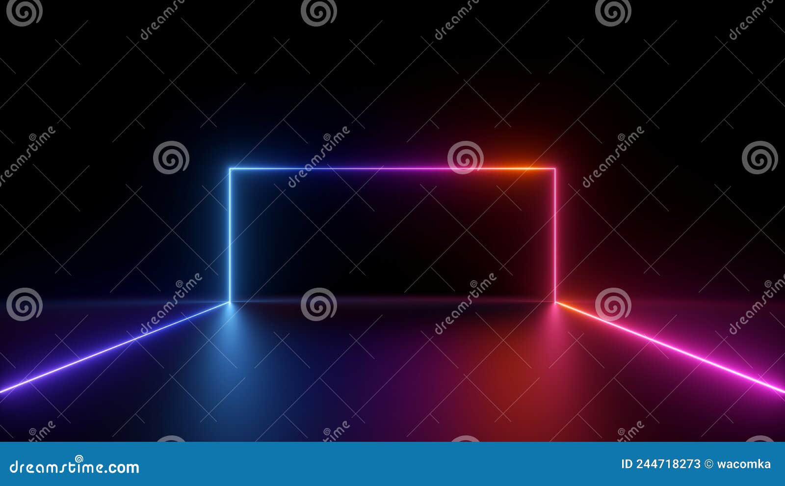 3d Render, Abstract Curvy Line Glowing with Colorful Neon Light Over ...