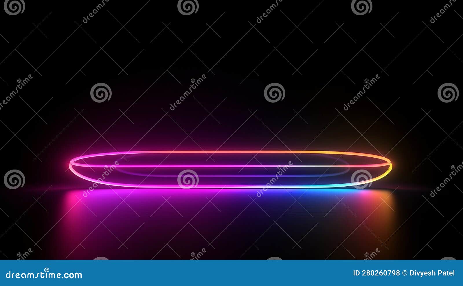 3d Render, Abstract Curvy Line Glowing with Colorful Neon Light Over ...