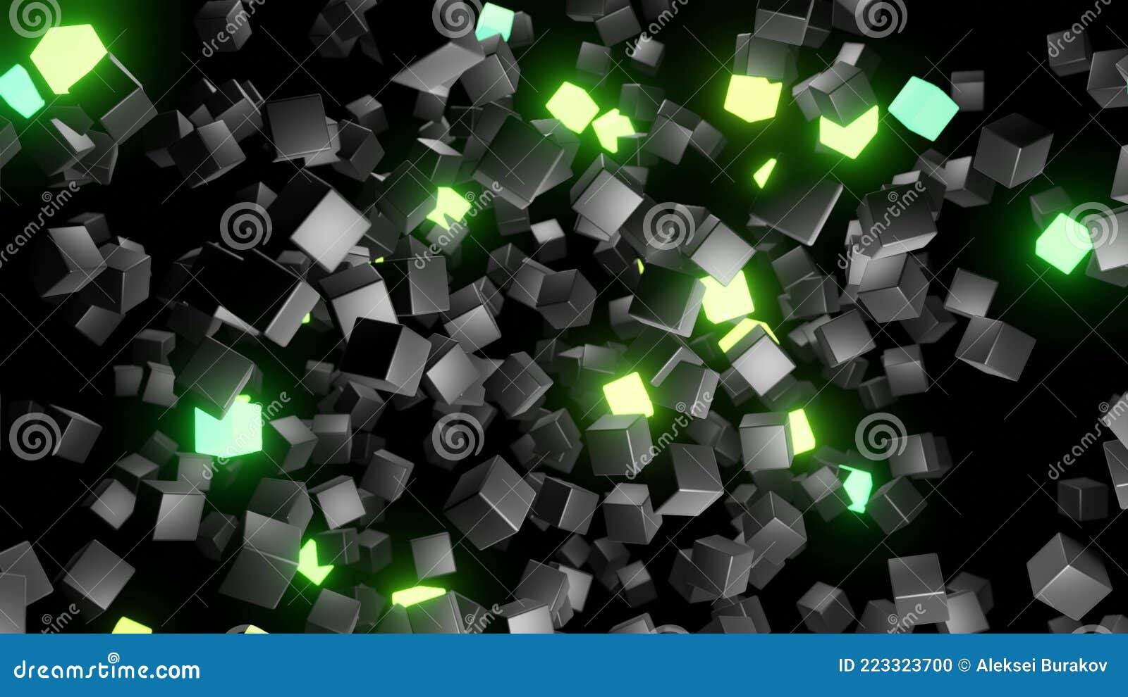 3d Render. 3d Abstract Dark Geometric Background with Gray Cubes Flash ...