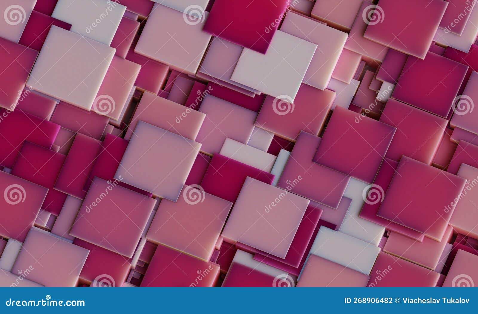 3d Render Abstract Digital Wallpaper Design of Magenta Pink Cubes on a ...
