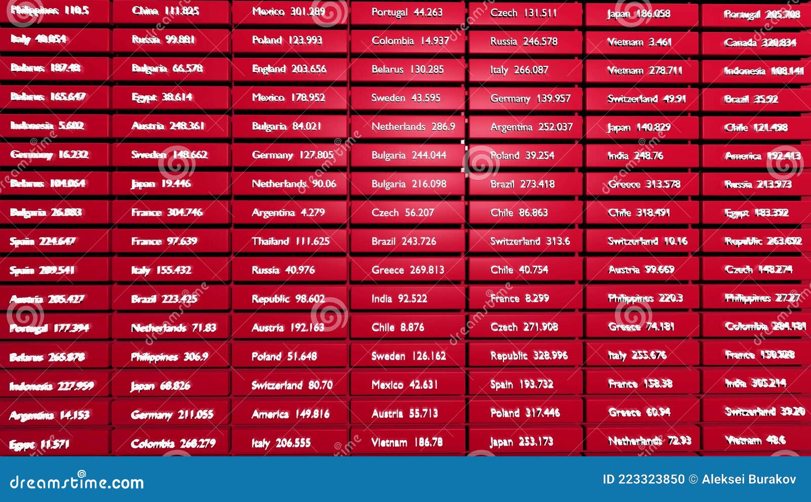 3d Render. Abstract Economical Bg with Information Board in Studio. Red ...