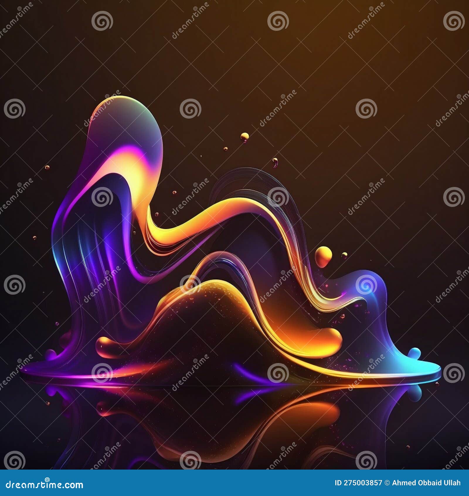 3D Render a Abstract Fluid Wave in Motion, Showcasing a Holographic ...