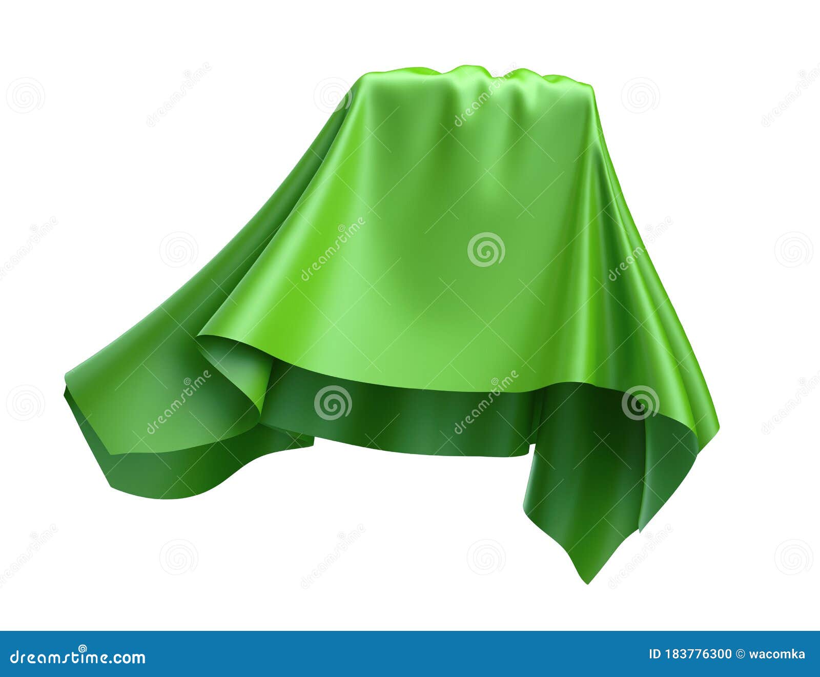 3d Render, Abstract Flying Cloth, Fresh Green, Unveil, Dynamic Falling ...
