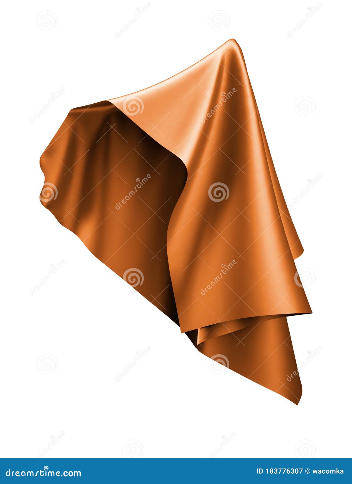3d Render, Abstract Flying Cloth, Orange Copper Drapery, Textile ...