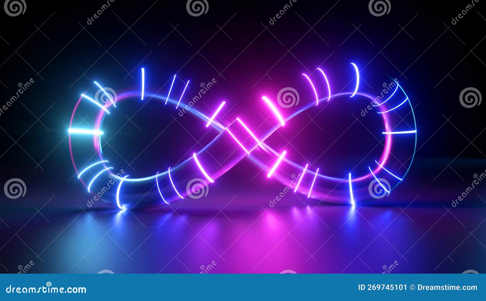3d Render, Abstract Futuristic Background, Neon Infinity Symbol Shape ...