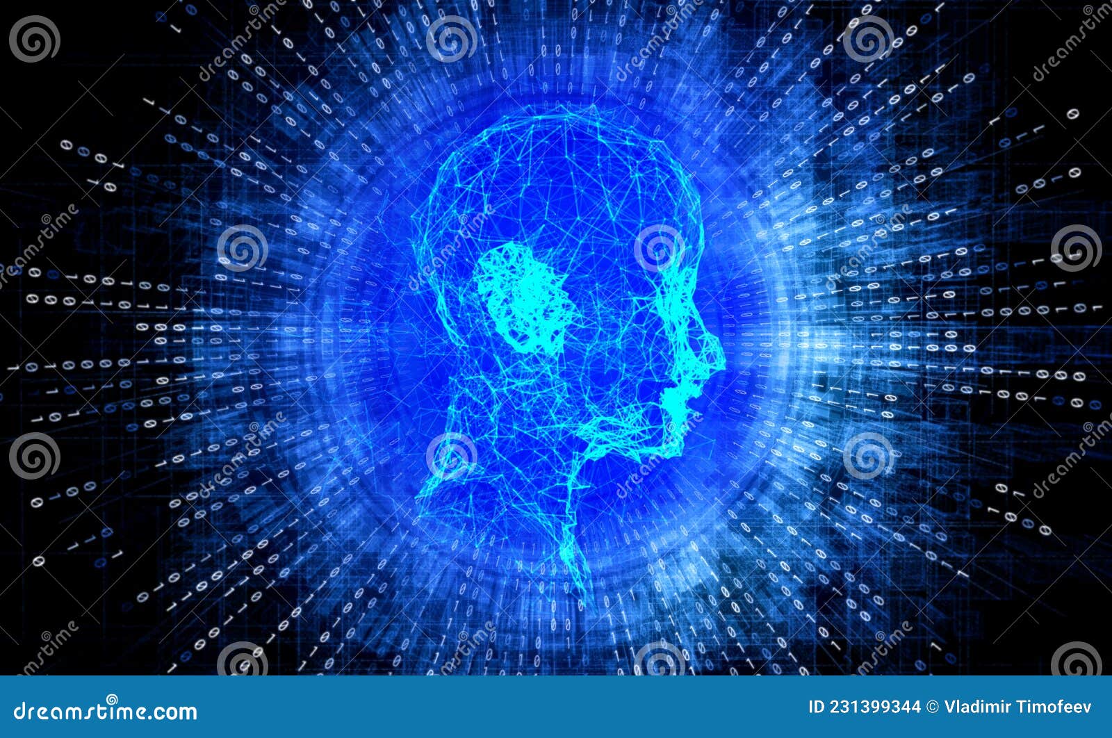 3D Render Abstract Futuristic Digital System Technology Background, HUD ...