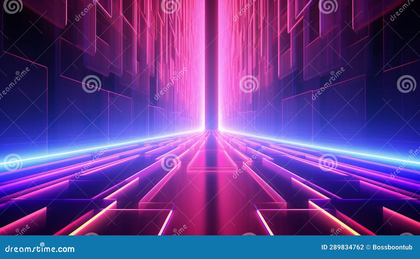 3d Render Abstract Futuristic Neon Background with Glowing Ascending ...