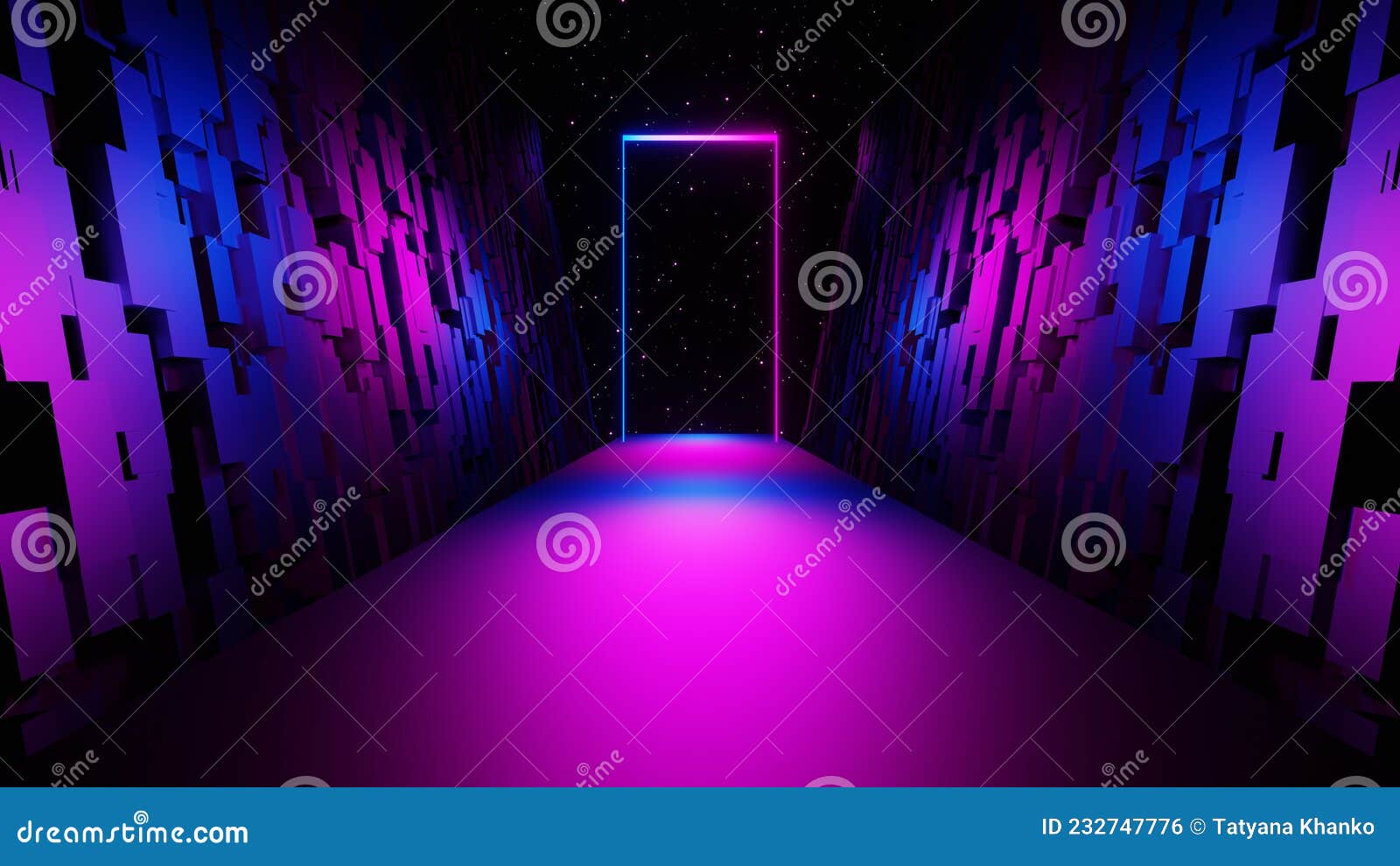 3d Render, Abstract Futuristic Neon Background, Glowing Rectangular ...