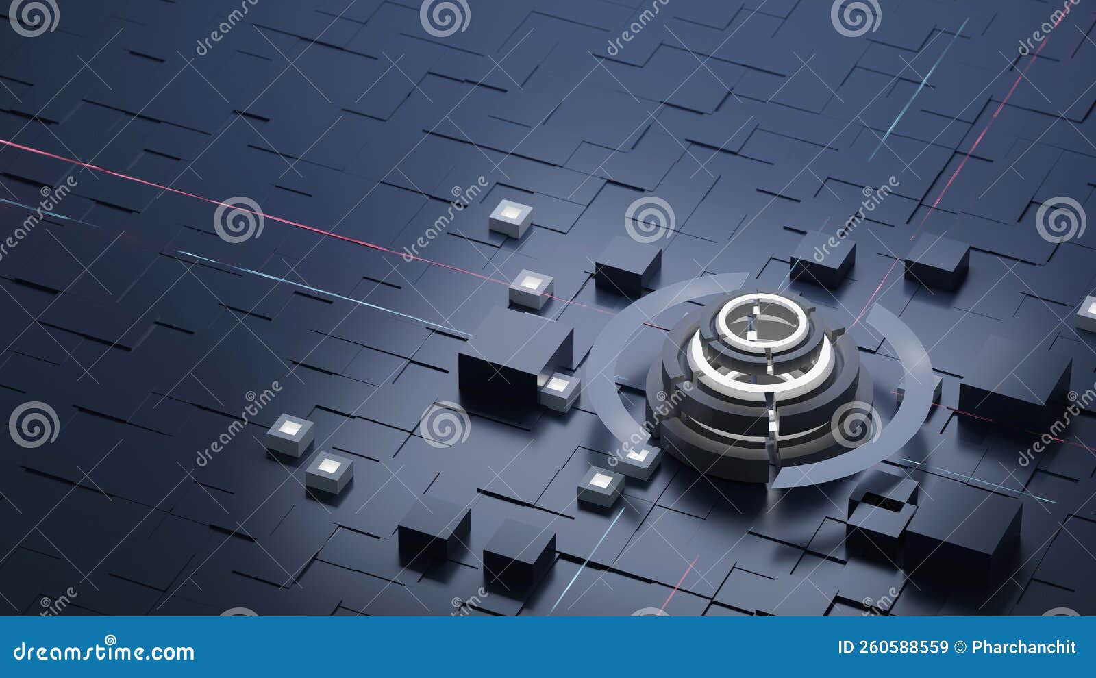 3d Render. Abstract Geometric Background. Blocks Structure. Digital ...