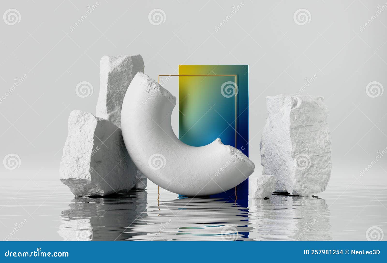 3d Render, Abstract Geometric Background with Colorful Iridescent Panel ...