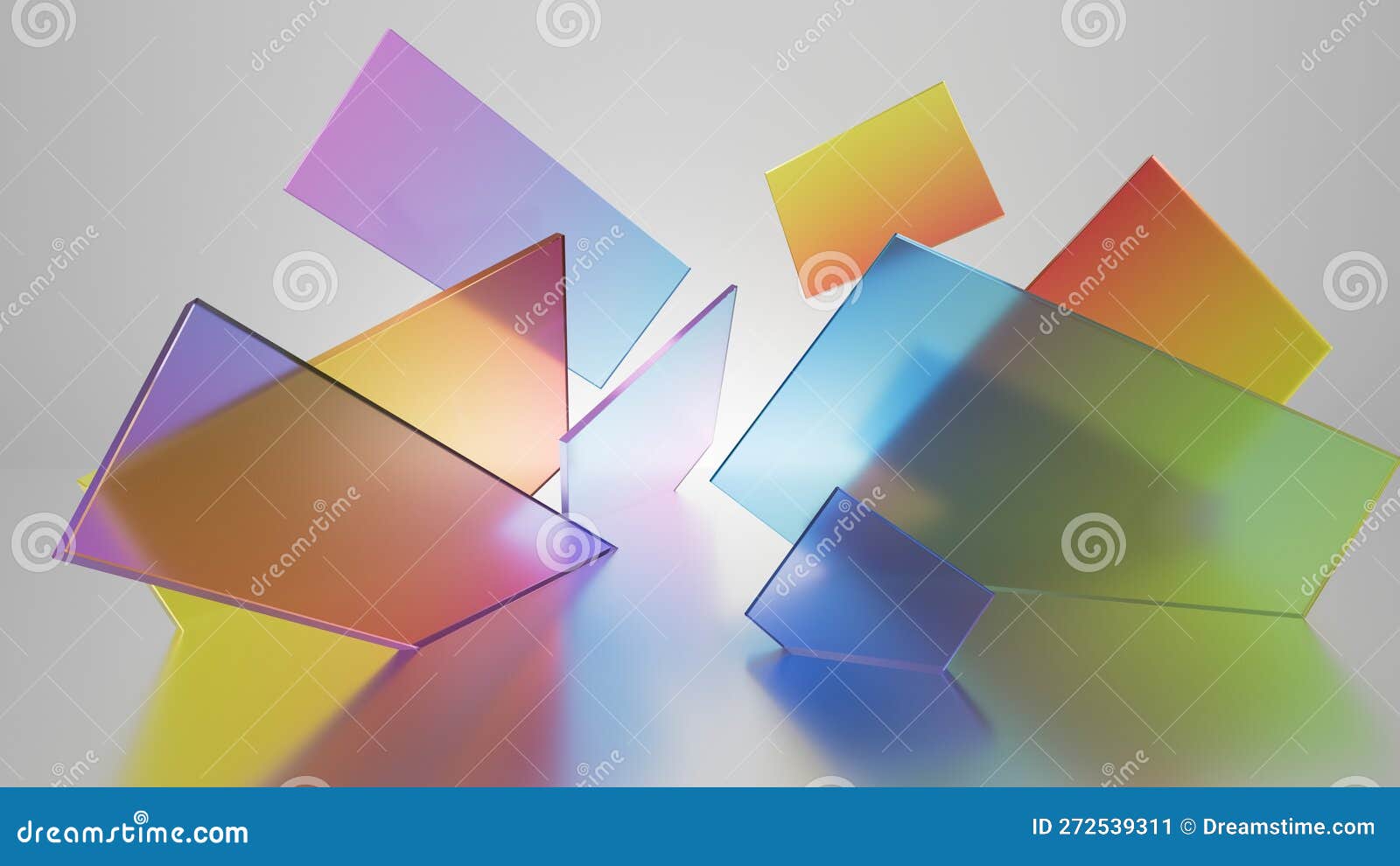 3d Render, Abstract Geometric Background, Colorful Translucent Glass ...