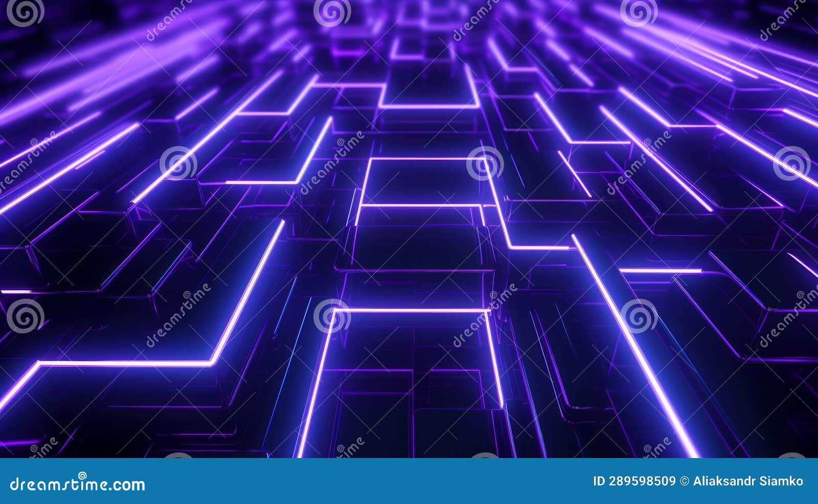 3D Render, Abstract Geometric Background, Fluorescent Ultraviolet Light ...