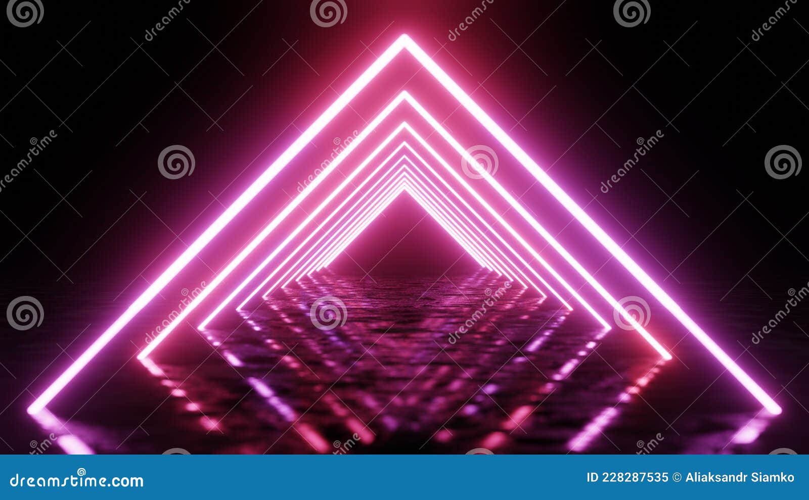 3d Render, Abstract Geometric Background, Fluorescent Ultraviolet Light ...