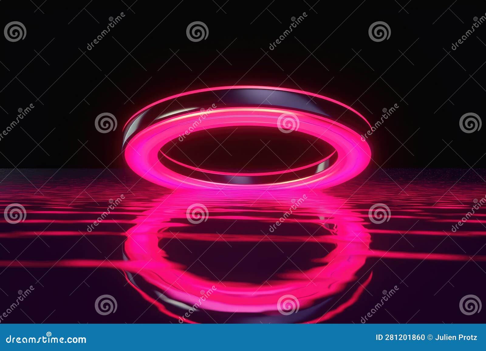 3d Render Abstract Geometric Background Glowing Pink Ring, AI Generated ...