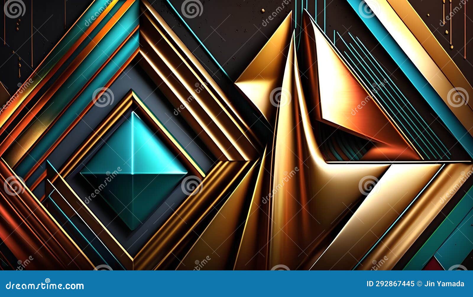 3d Render, Abstract Geometric Background, Metallic Design, 3d ...